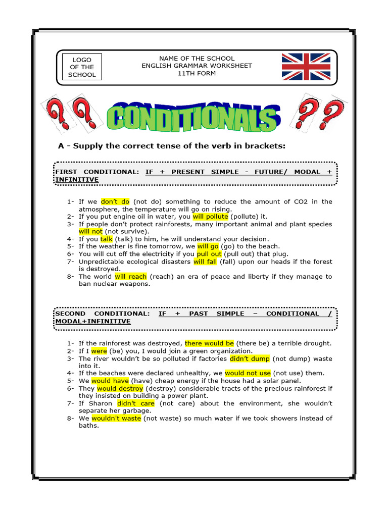 Conditionals-Grammar-Drills 14122024 075317 | PDF | Earth Sciences | Natural Environment