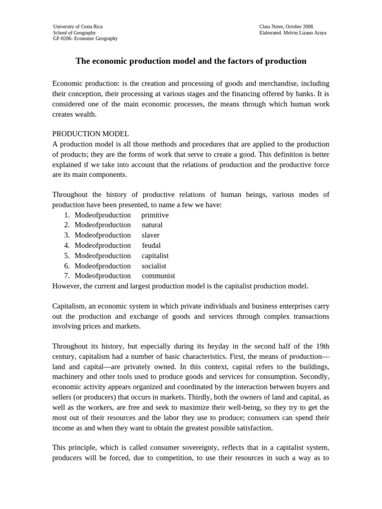 Economic Production Model Summary Pdf Externality Sustainability