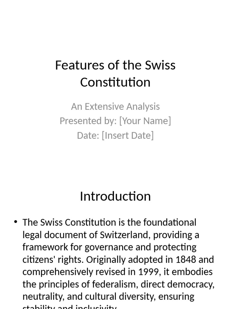Key Features of the Swiss Constitution | PDF | Switzerland | Federalism