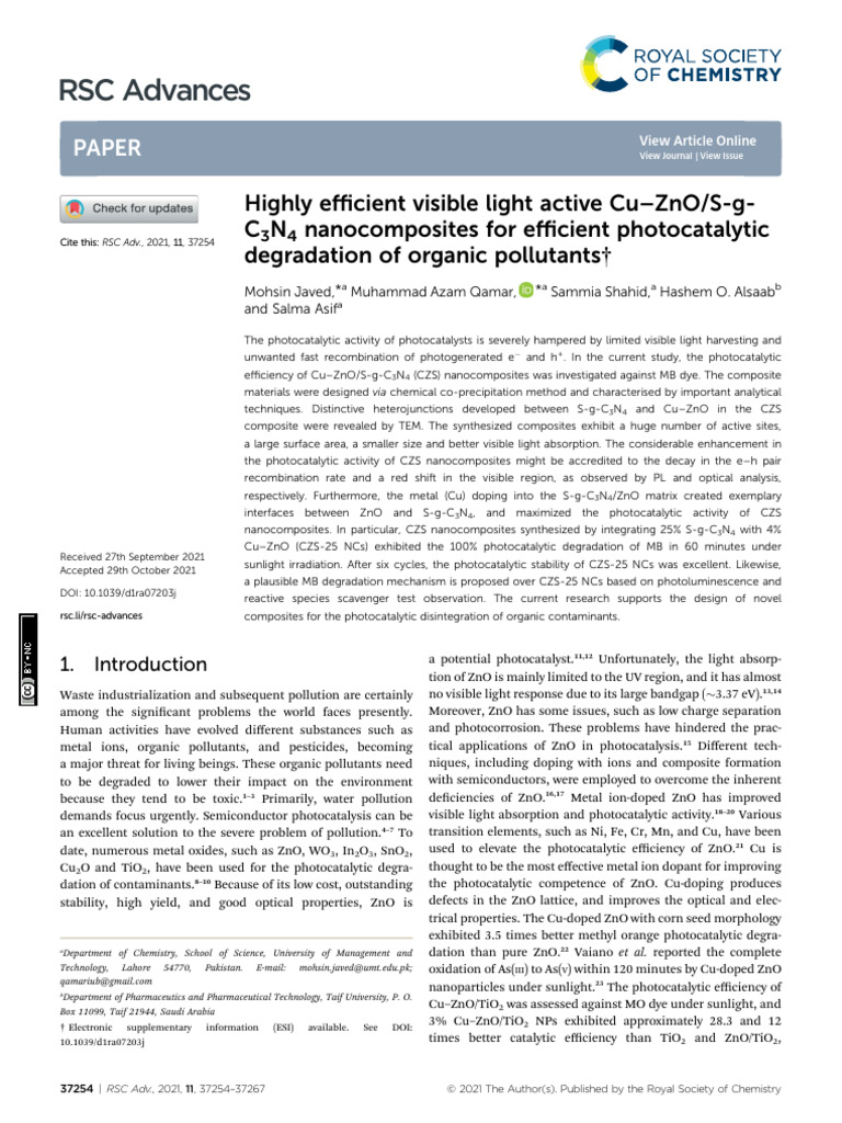 C3N4 | PDF | Zinc Oxide | Materials