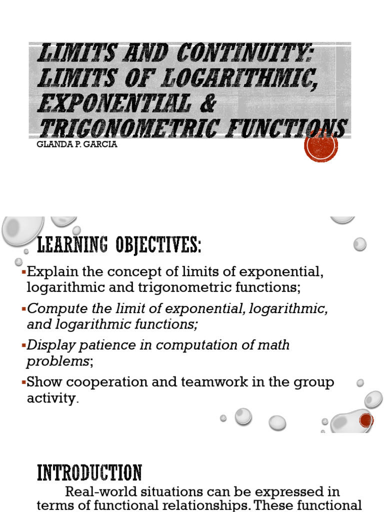Limit of Trigonometric Functions | PDF | Trigonometric Functions ...