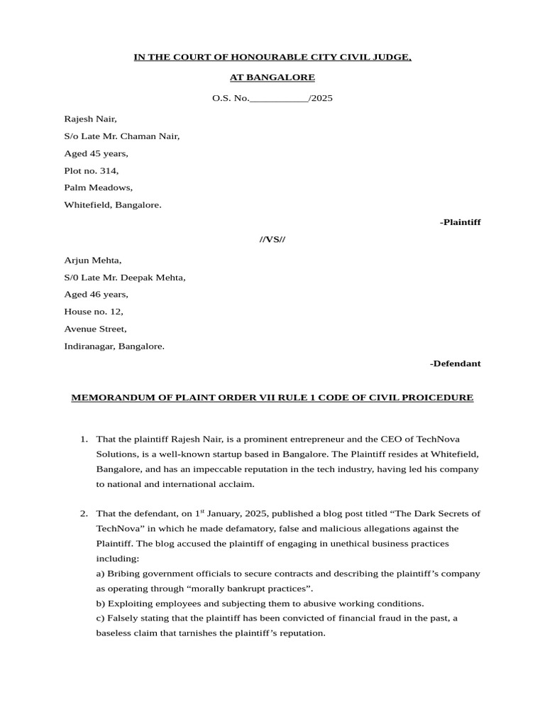 Ishita Garg Plaint | PDF | Defamation | Affidavit