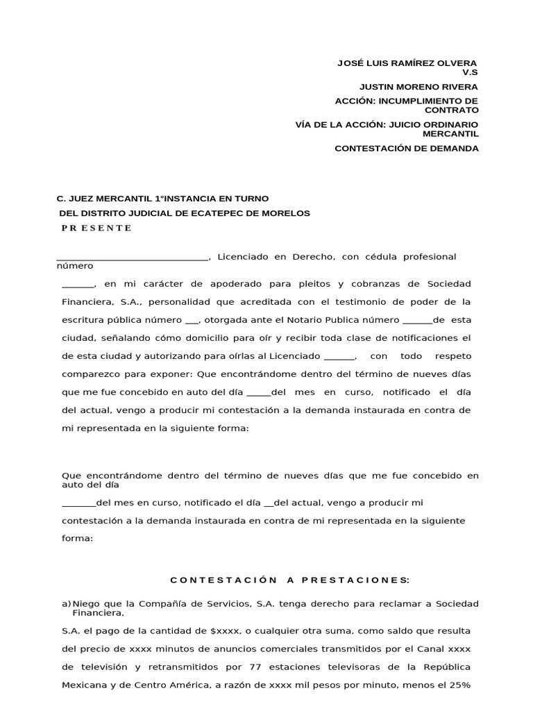 Contestación de la demanda | PDF | Justicia | Crimen y violencia