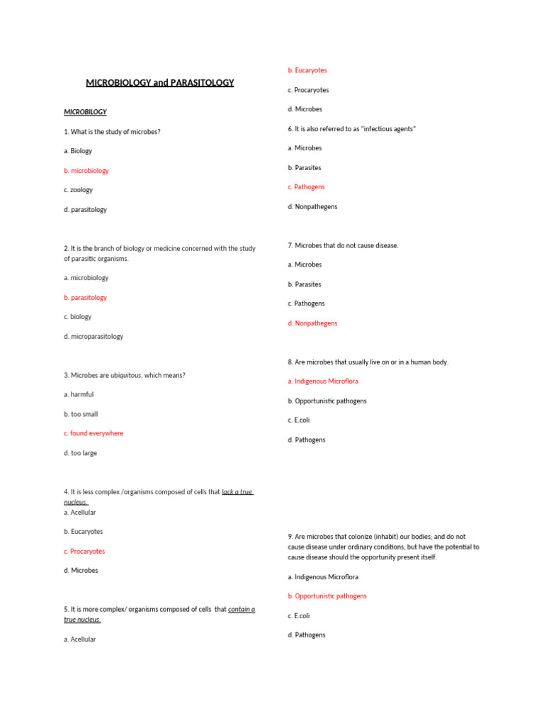 Microbiology Basics Quiz | PDF | Virus | Cell (Biology)