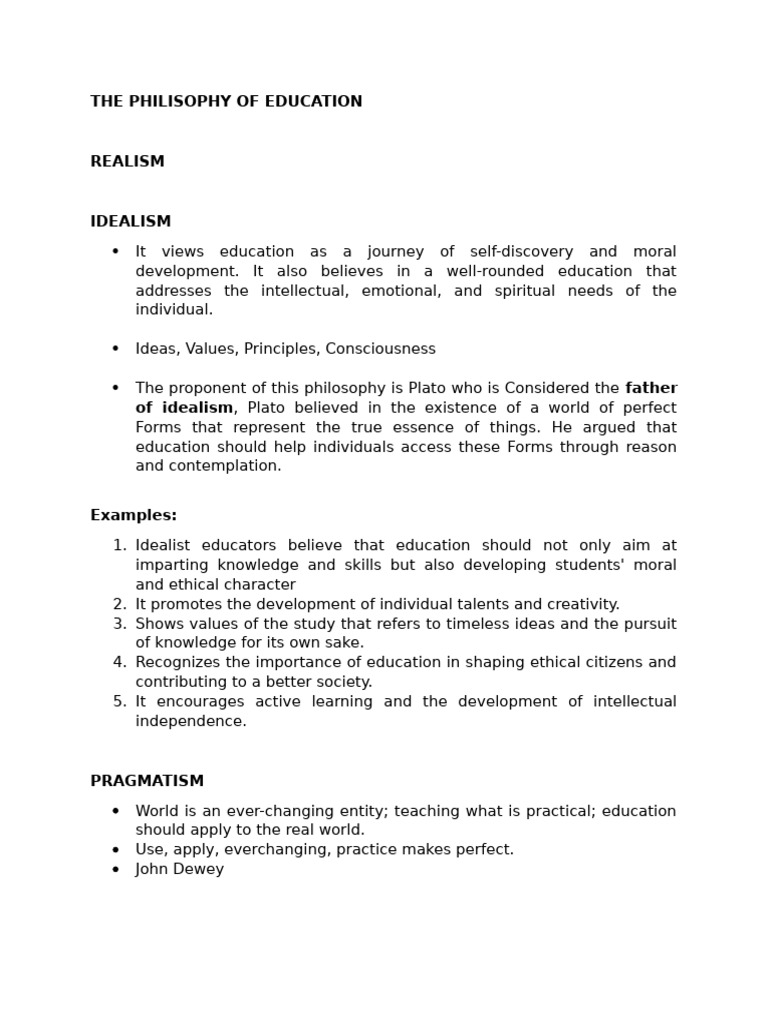The Philisophy of Education | PDF | Utilitarianism | Constructivism (Philosophy Of Education)