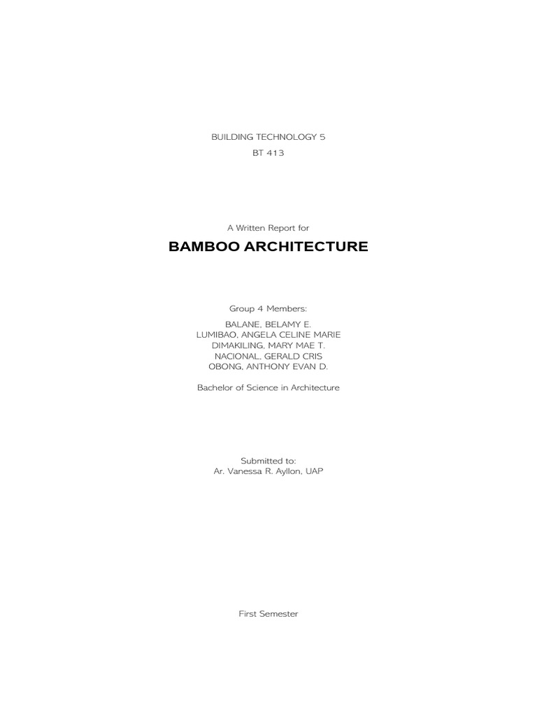 BT 413 - Group 4 Bamboo Architecture | PDF | Bamboo | Truss