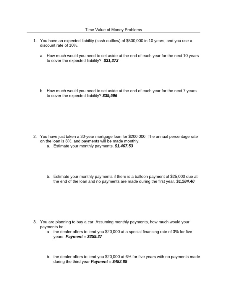 Time Value of Money Calculations Guide | PDF | Discounting | Mortgages