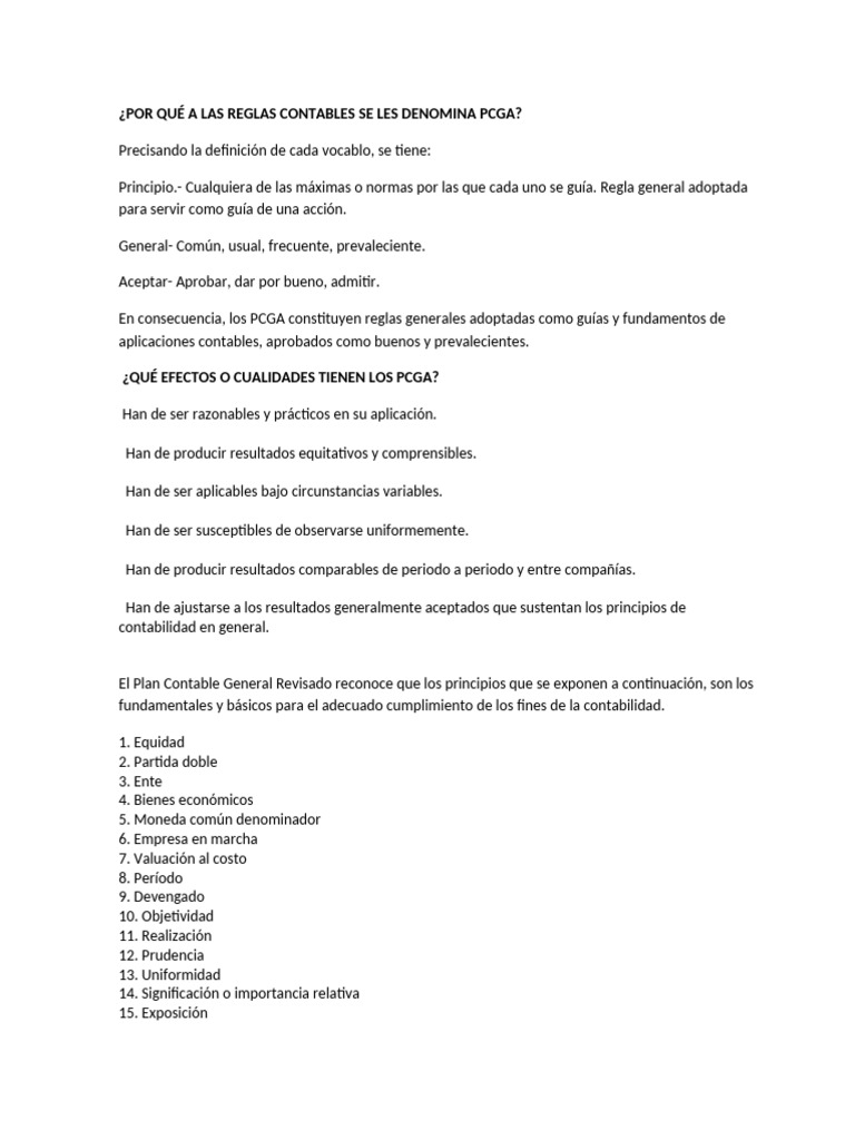 Principios Contables PCGA Explicados | PDF | Contabilidad | Business