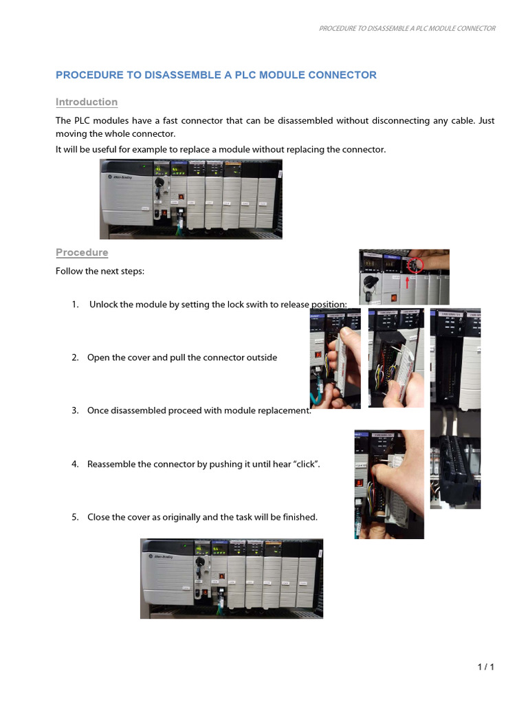 Procedure to disassemble a PLC module connector | PDF