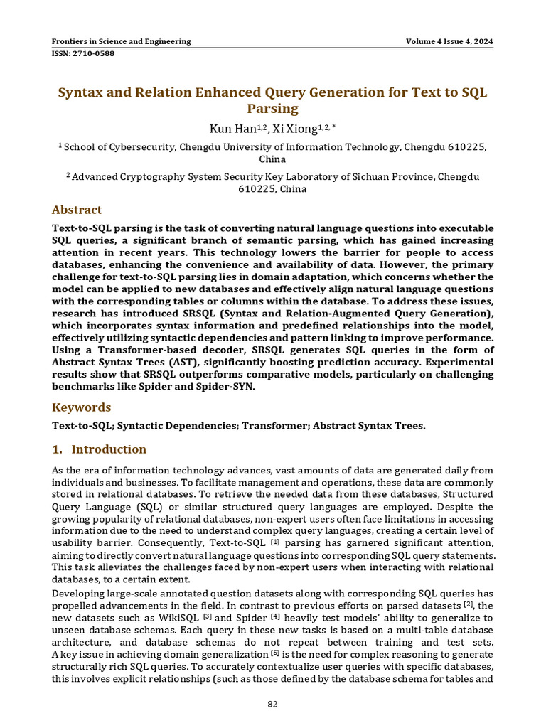 Syntax_and_Relation_Enhanced_Query_Generation_for_ | PDF | Databases | Parsing
