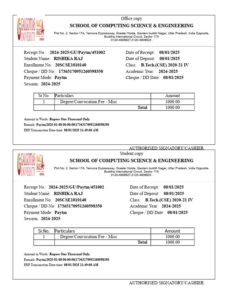 rishika convocation | PDF | Payments | Services (Economics)