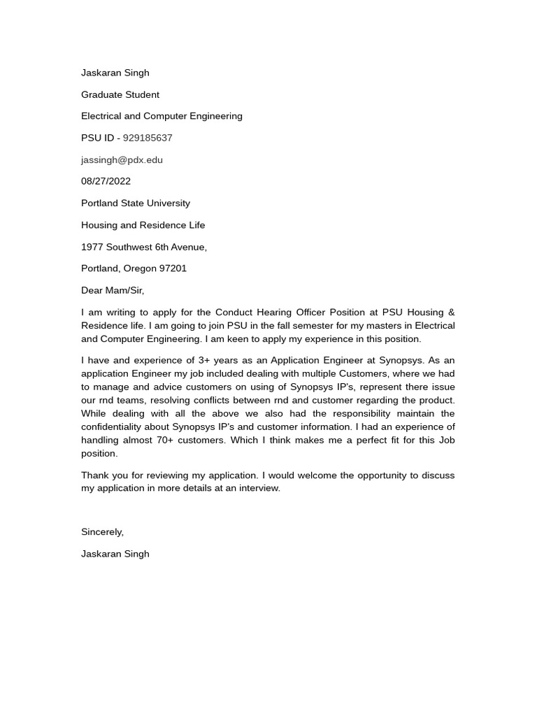 Application for PSU Conduct Hearing Officer | PDF