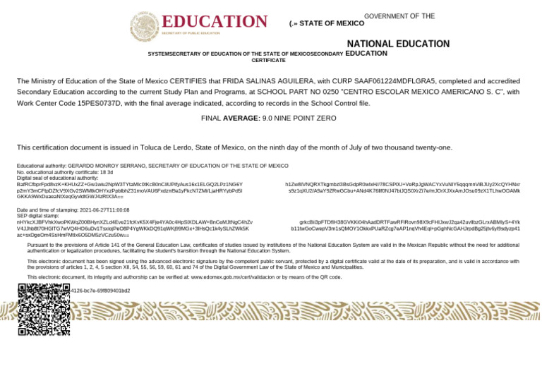 Secondary School Certificate Issued | PDF | Authentication