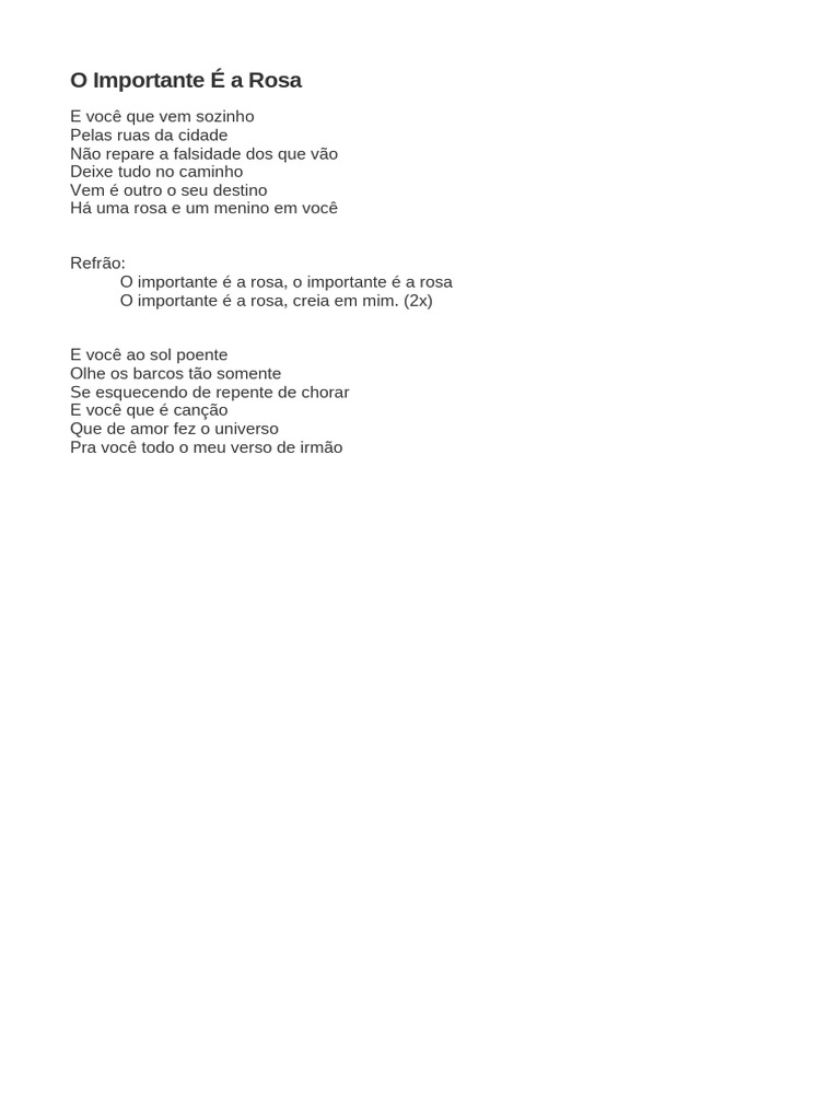 O Importante É A Rosa - LETRA | PDF