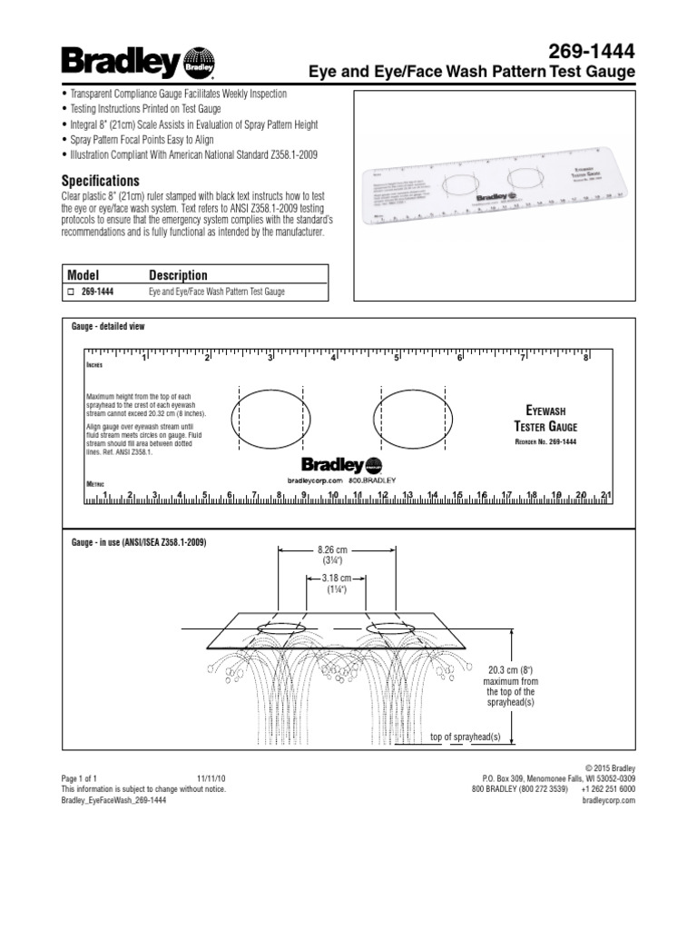 Eye/Face Wash Test Gauge 269-1444 | PDF