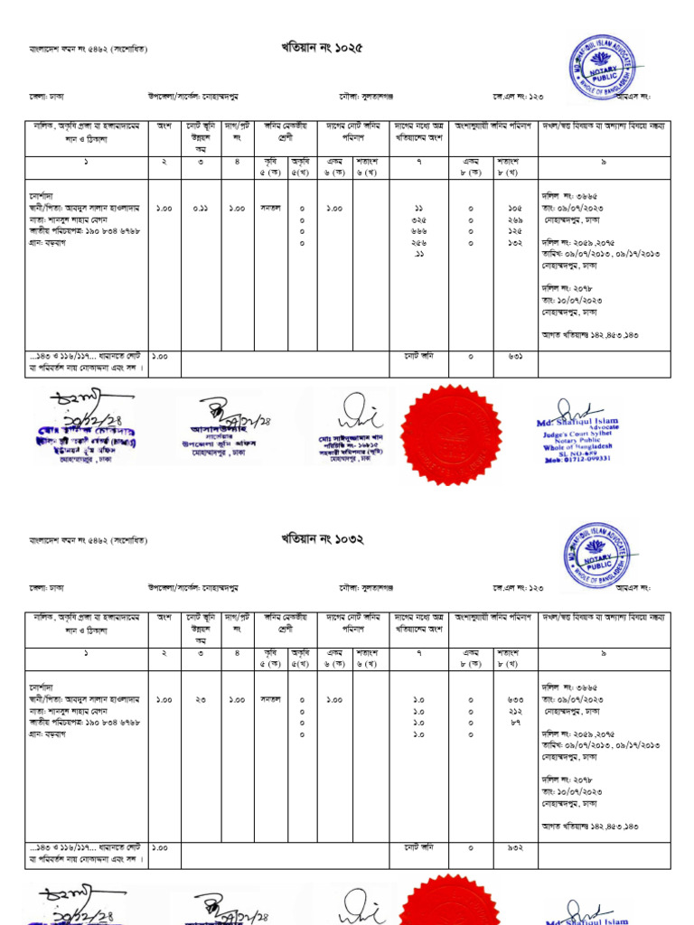 Khatian Notary | PDF
