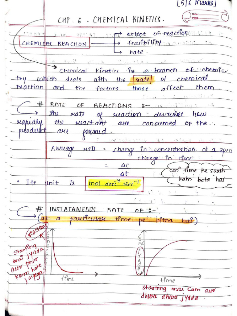 Chemical Kinetics Notes | PDF