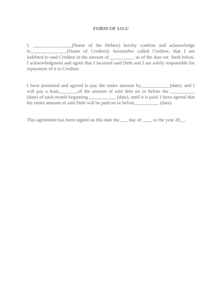 Form of Iou | PDF