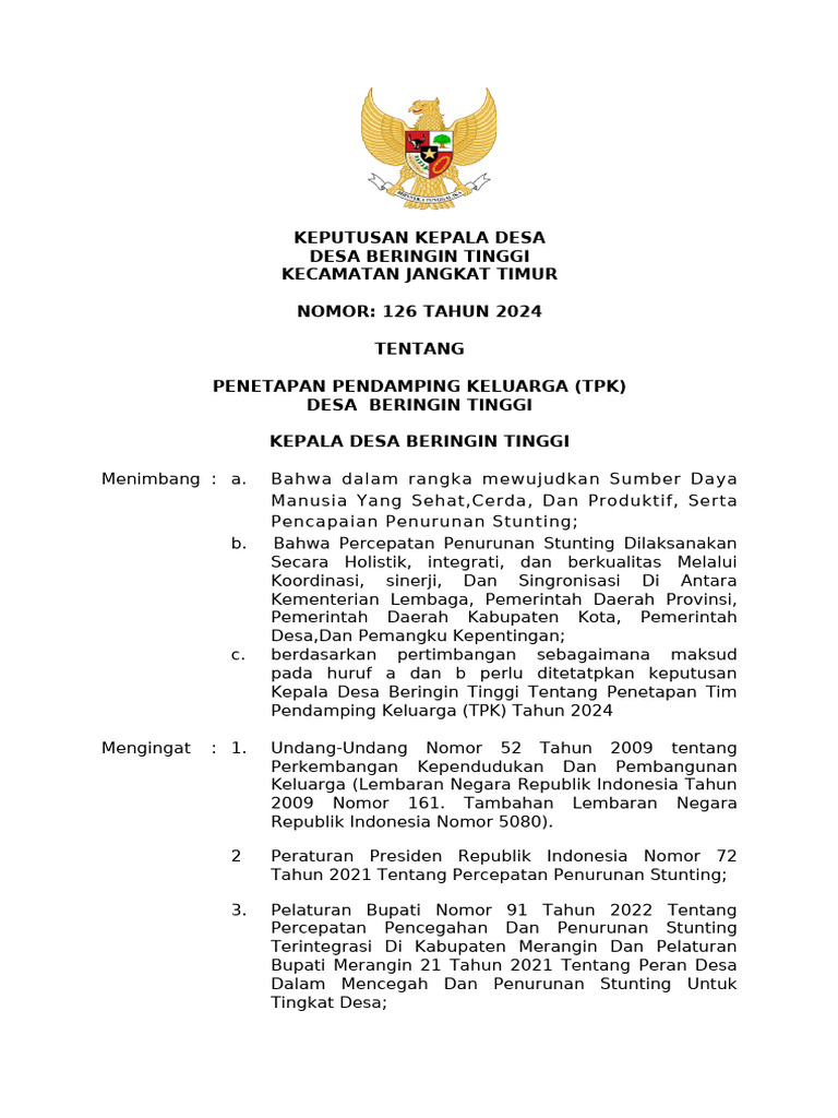 SK Kader TPK Desa Beringin Tinggi. | PDF