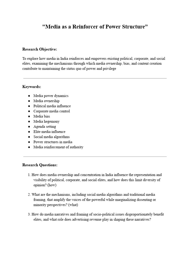 Research Paper_Media as a Reinforcer of Power Structure | PDF | Social ...