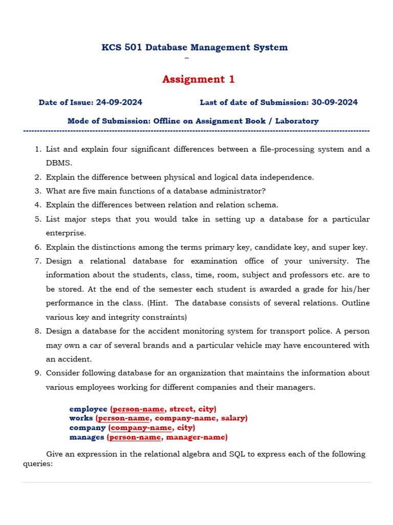 Assignement 1 | PDF | Relational Model | Databases