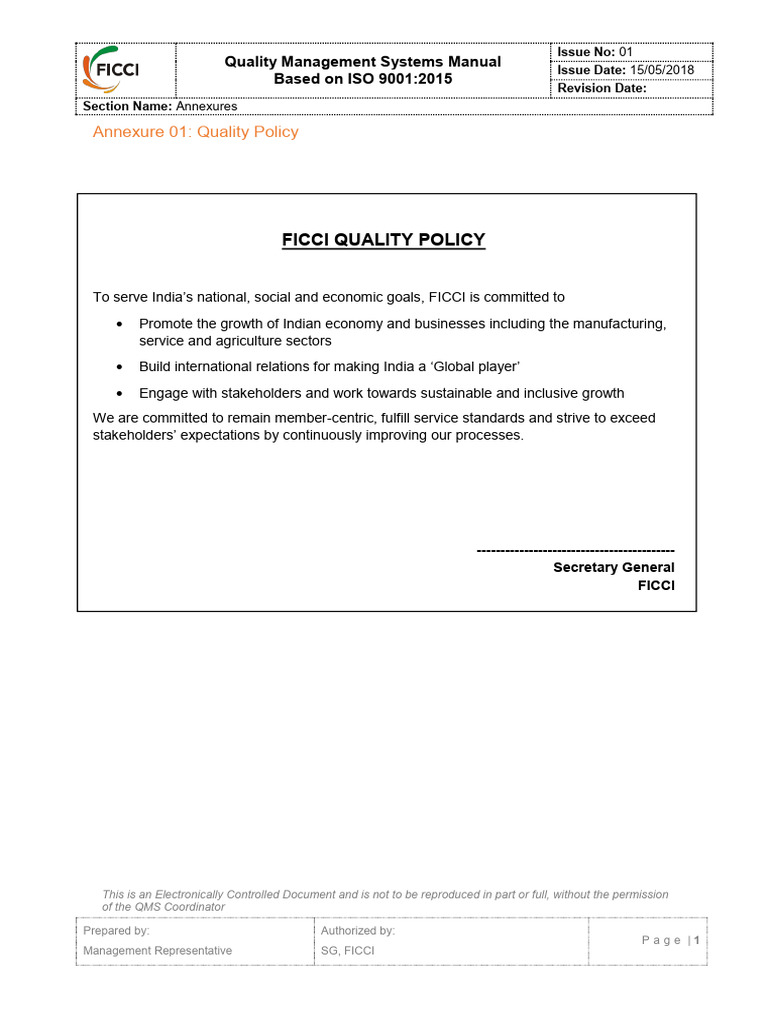 Quality Policy | PDF