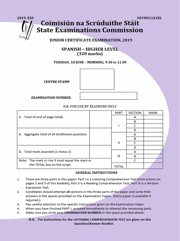 2019 spanish jc exam | PDF
