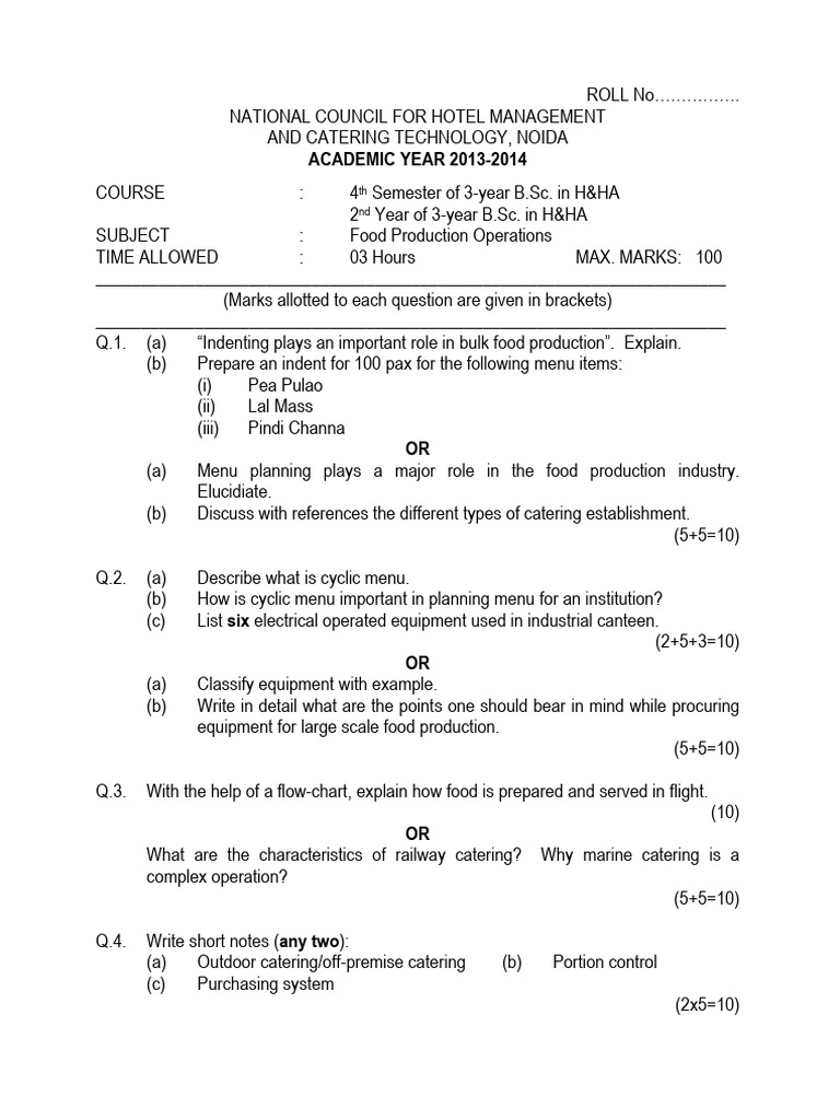 Food Production Operations 21 04 2014 Pdf Cuisine Foods
