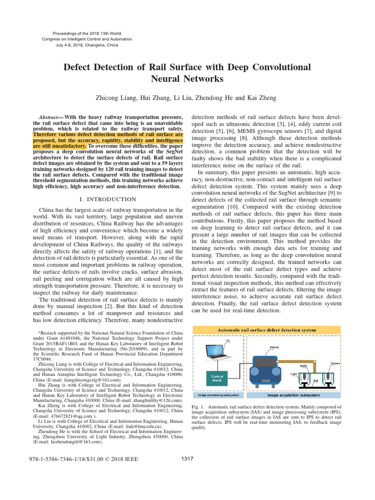 2018 Defect Detection Of Rail Surface With Deep Convolutional Neural