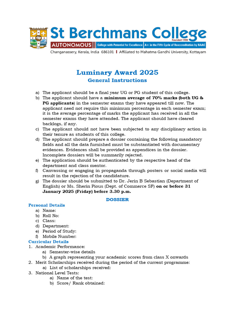 Luminary Award 2025 Application Guide | PDF