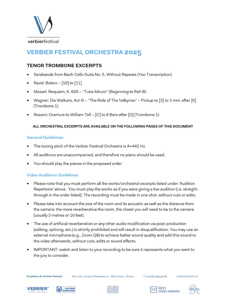 Trombone VFO Auditions 2025 | PDF