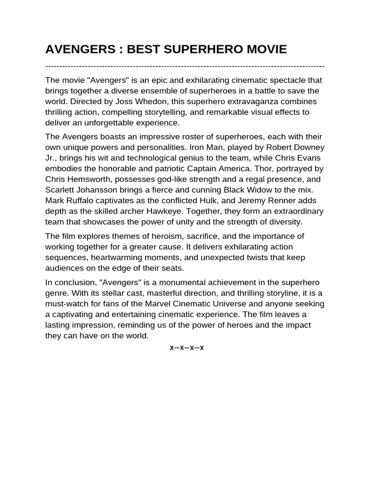 AVENGERS Film Review | PDF