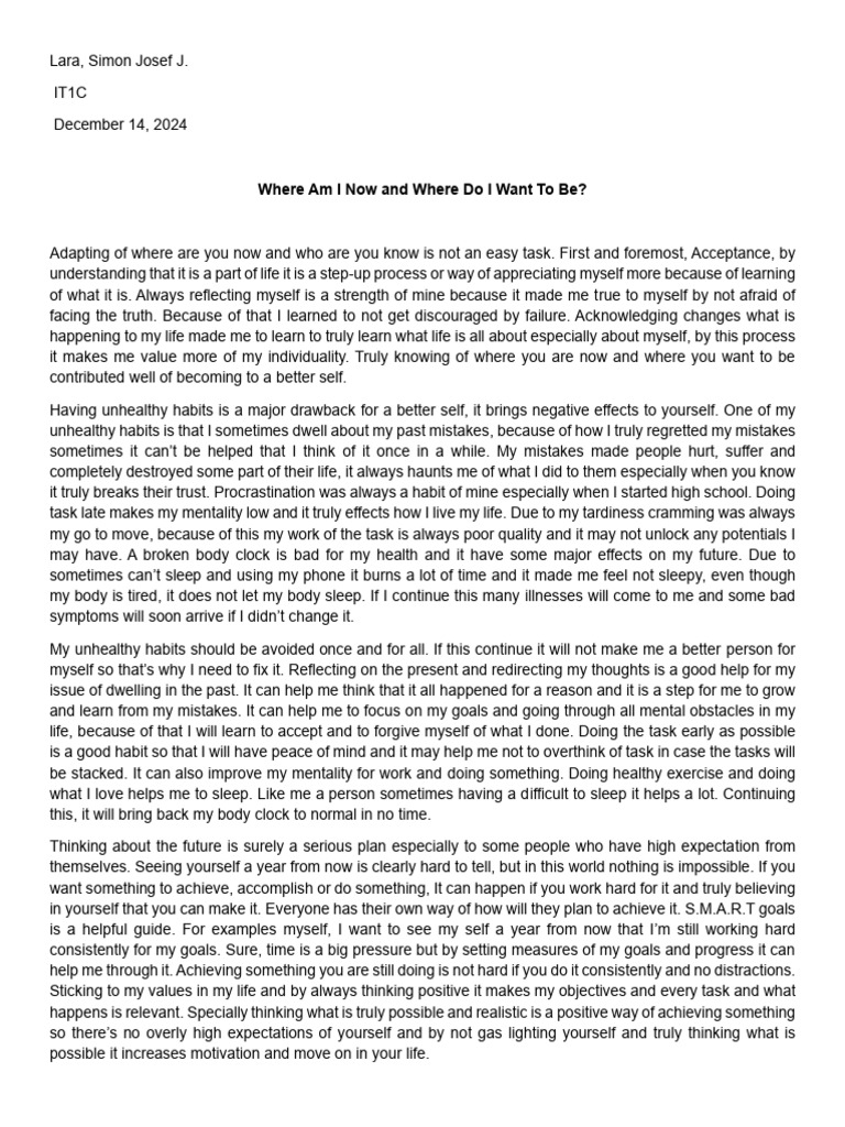 THESELF-CAPSTONE-ASSESSMENT-IT1C Lara Simon Josef J. | PDF | Goal | Habits