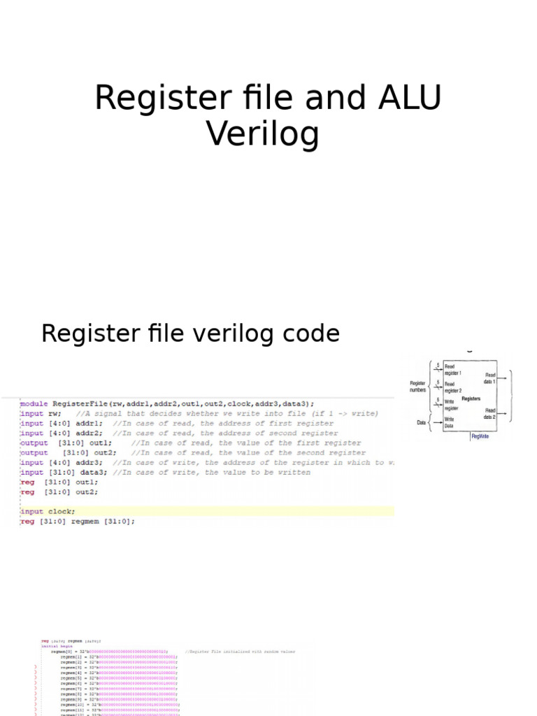 Register File , ALU,DM.im in Verilog | PDF