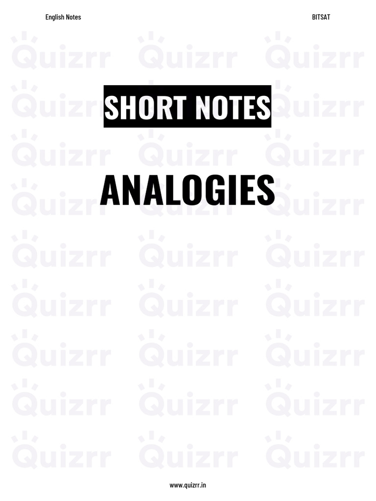 English Notes - Analogies | PDF | Grammar | Linguistics
