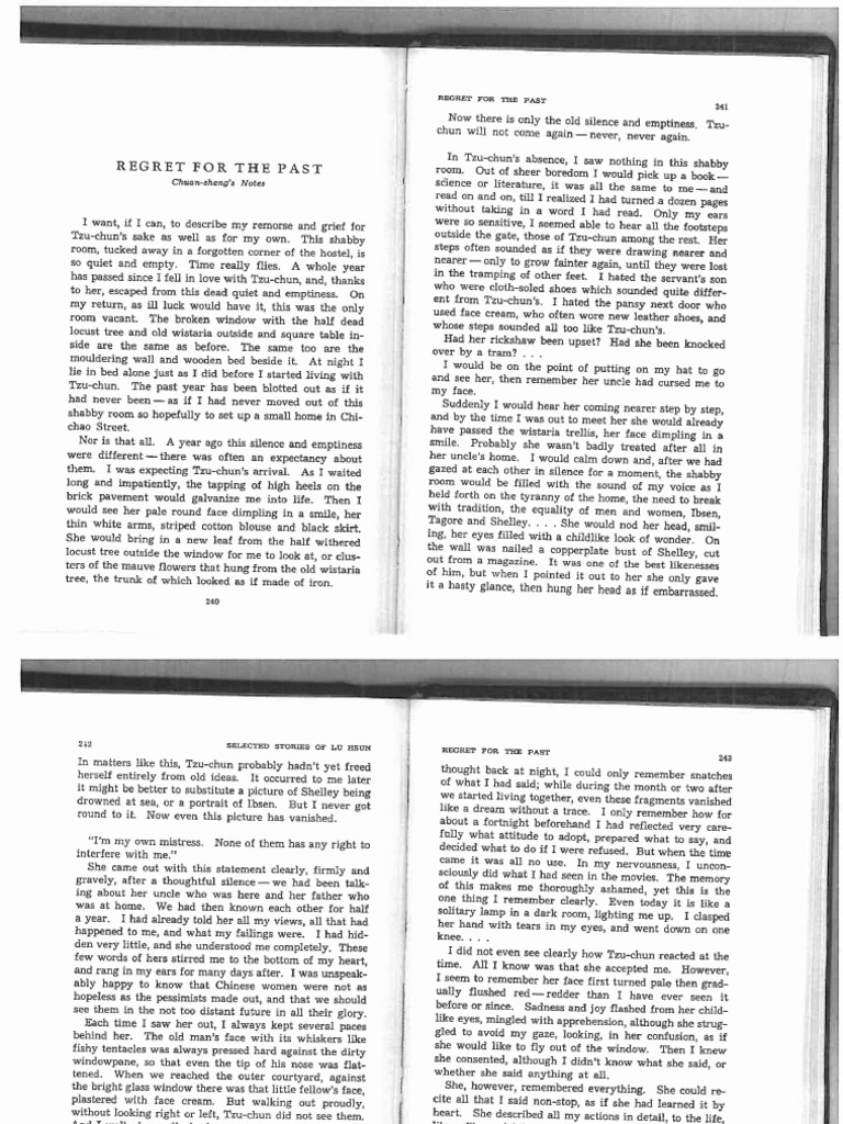 FYSEM. "Regret For The Past" | PDF