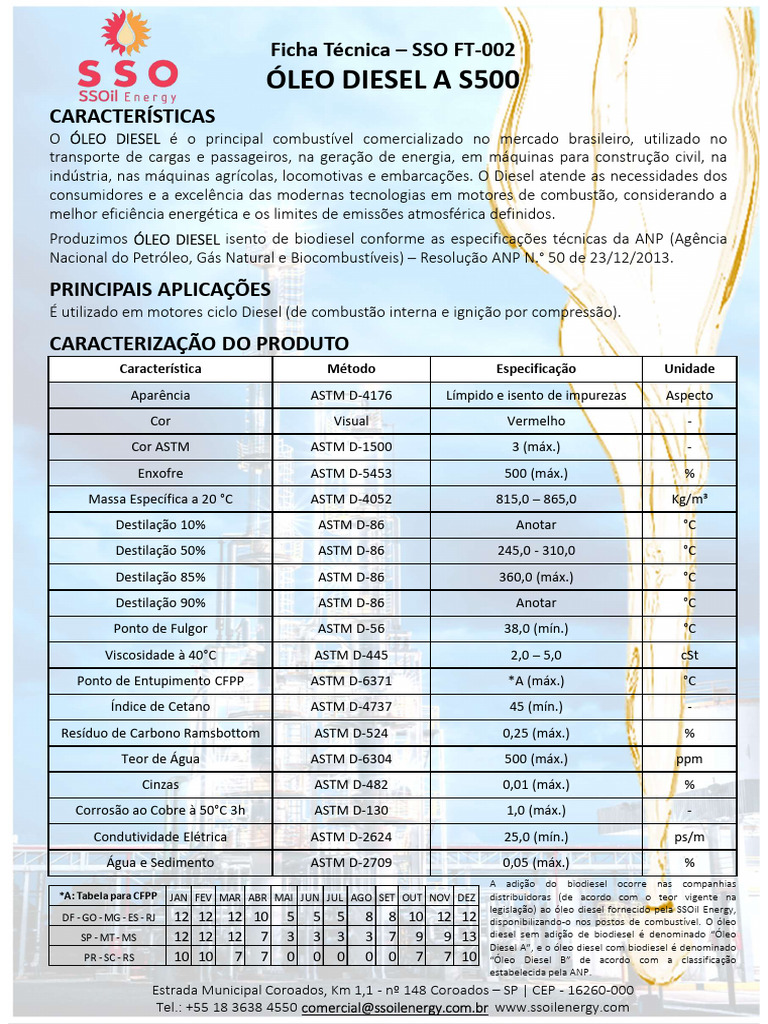 SSO FT 002 Oleo Diesel A S500 | PDF | Diesel | Tecnologia de energia