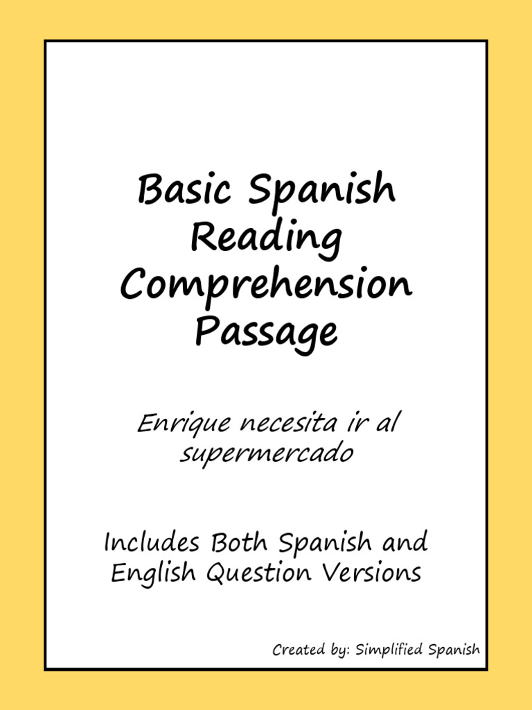 Comprensión Lectora: Enrique y el Supermercado | PDF