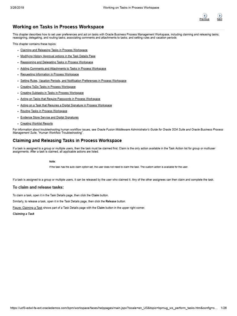 Managing Tasks in Process Workspace | PDF | Data Type | Service Level ...