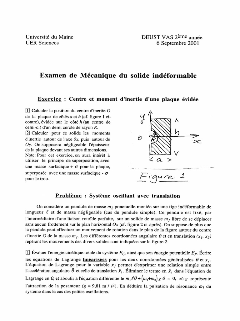 Exam Corr Mecanique Solides L2 | PDF