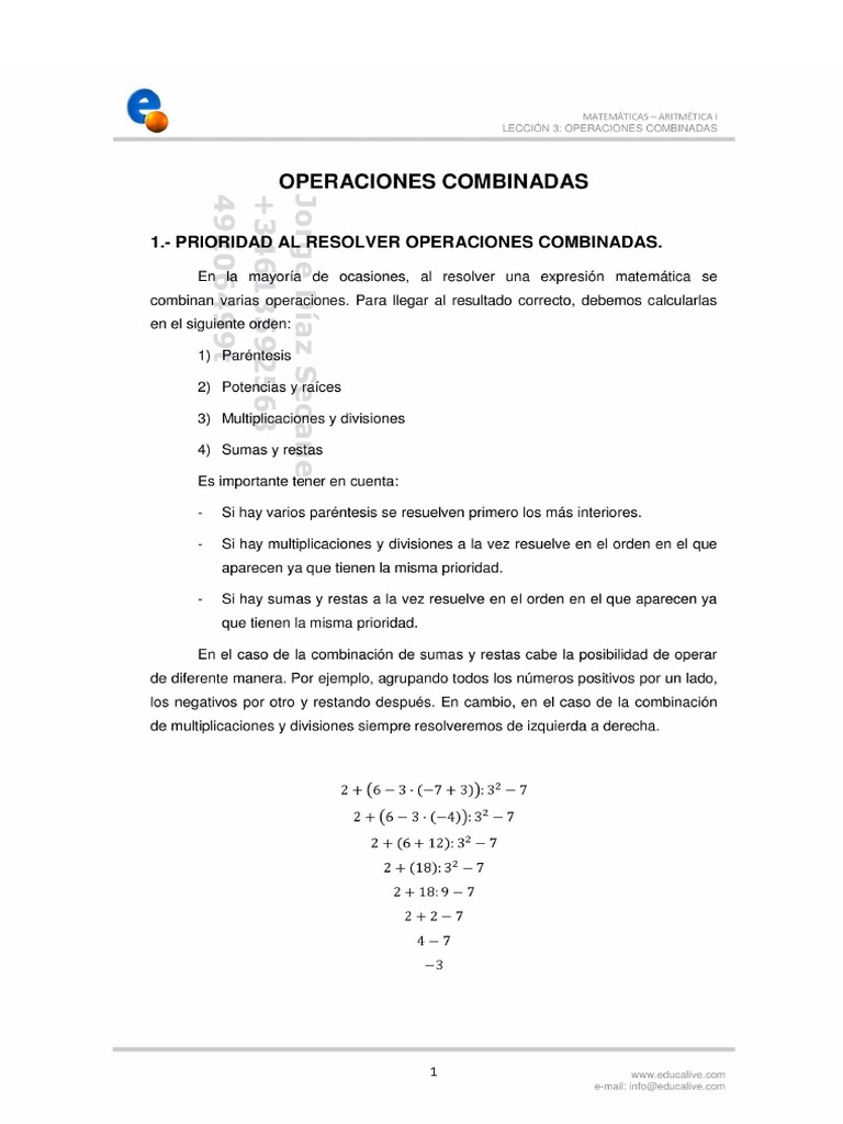 Leccion 3 Operaciones Combinadas | PDF