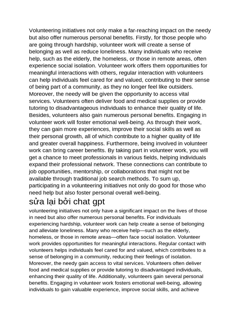 Paragraph Volunteer Works. | PDF | Volunteering | Well Being