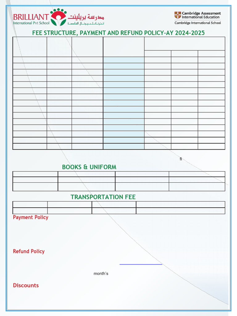 Fee Structure Payment Refund Policy Ay 2024 2025 | PDF | Travel Visa | University And College ...