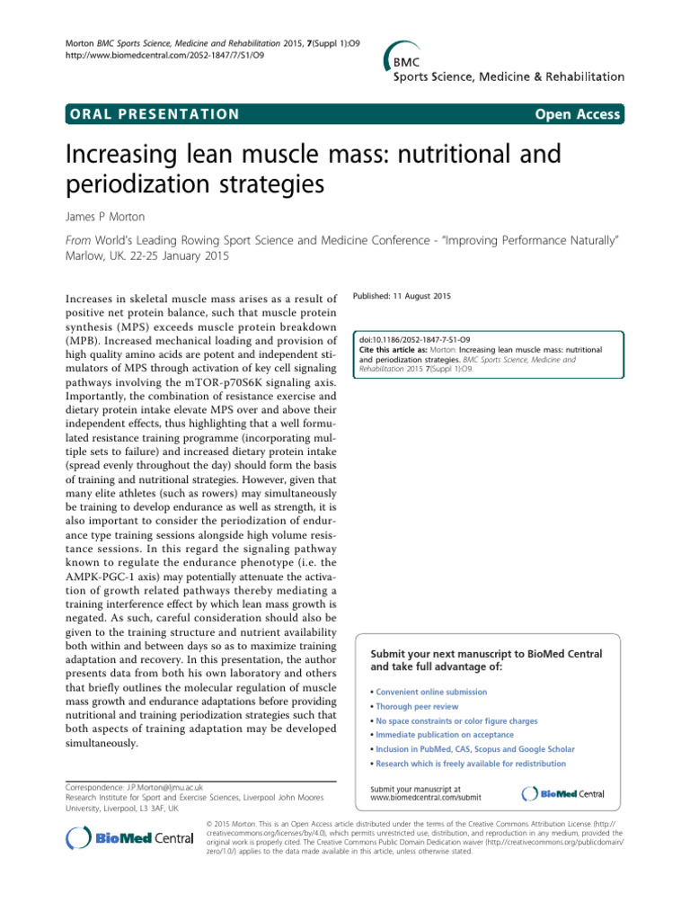 Increasing Lean Muscle Mass Nutritional and Period | PDF | Skeletal ...