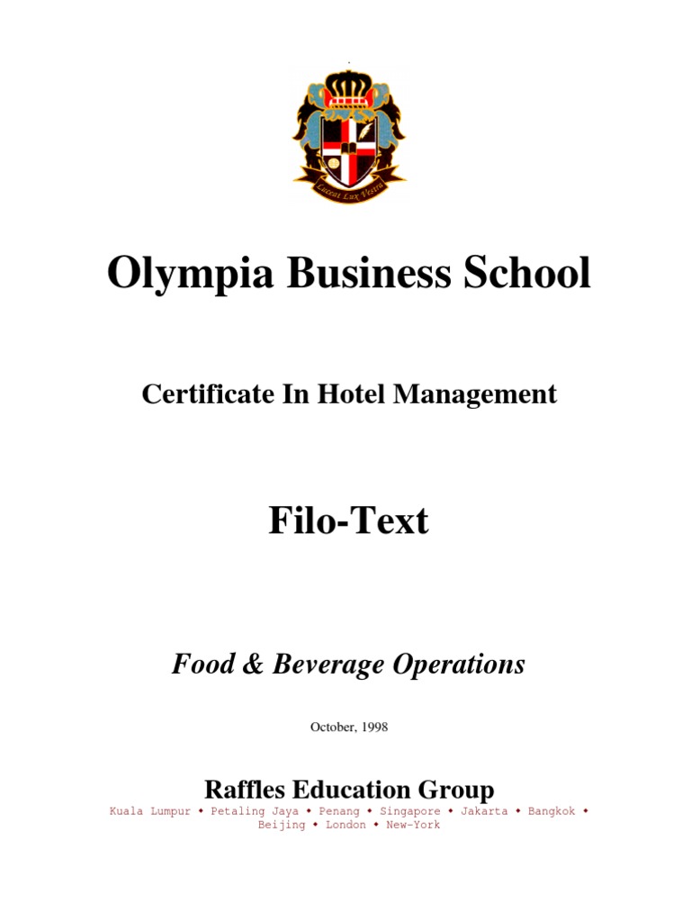 Hotel Management Certificate Course Guide | PDF | Chef | Test (Assessment)