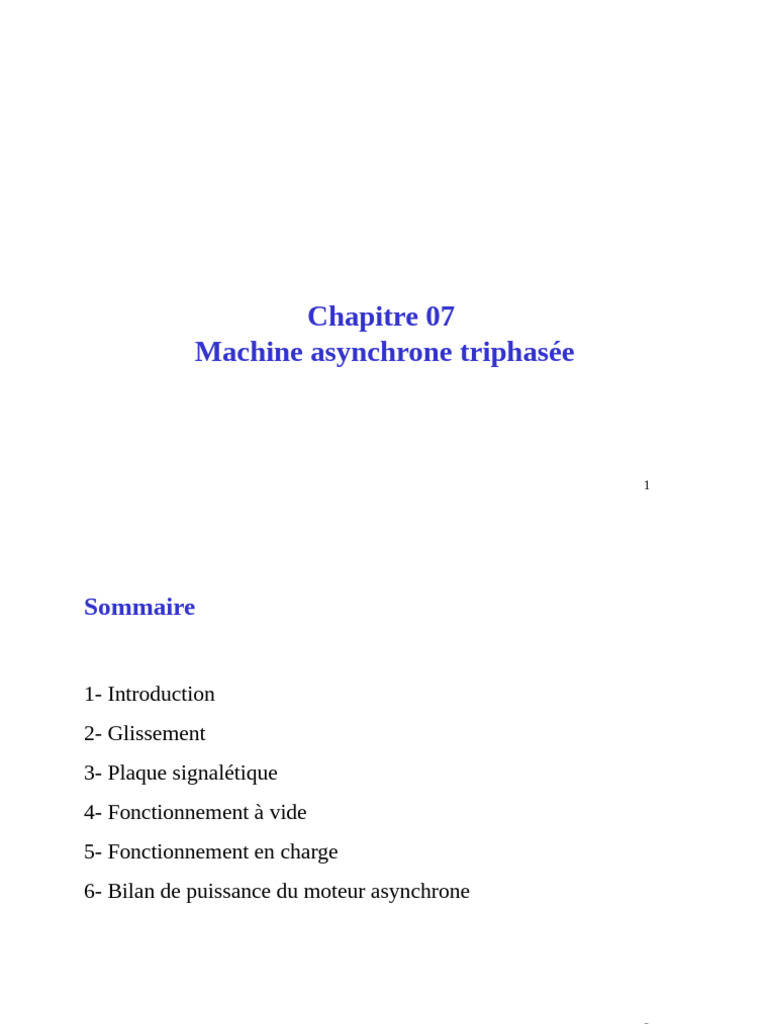 Machine asynchrone triphasée : fonctionnement et caractéristiques | PDF ...