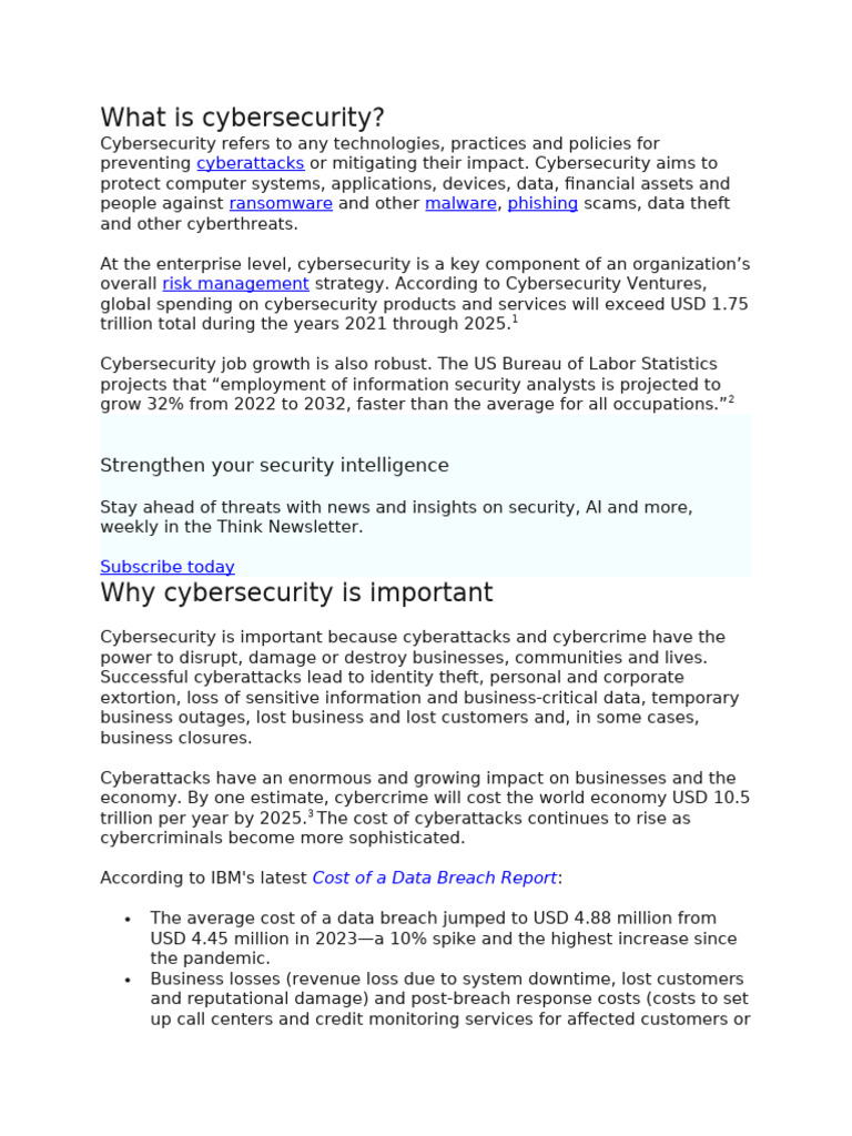 Cybersecurity | PDF | Security | Computer Security