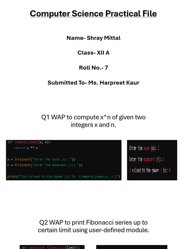 Computer Science Practical File222 | PDF | Letter Case | Computer ...