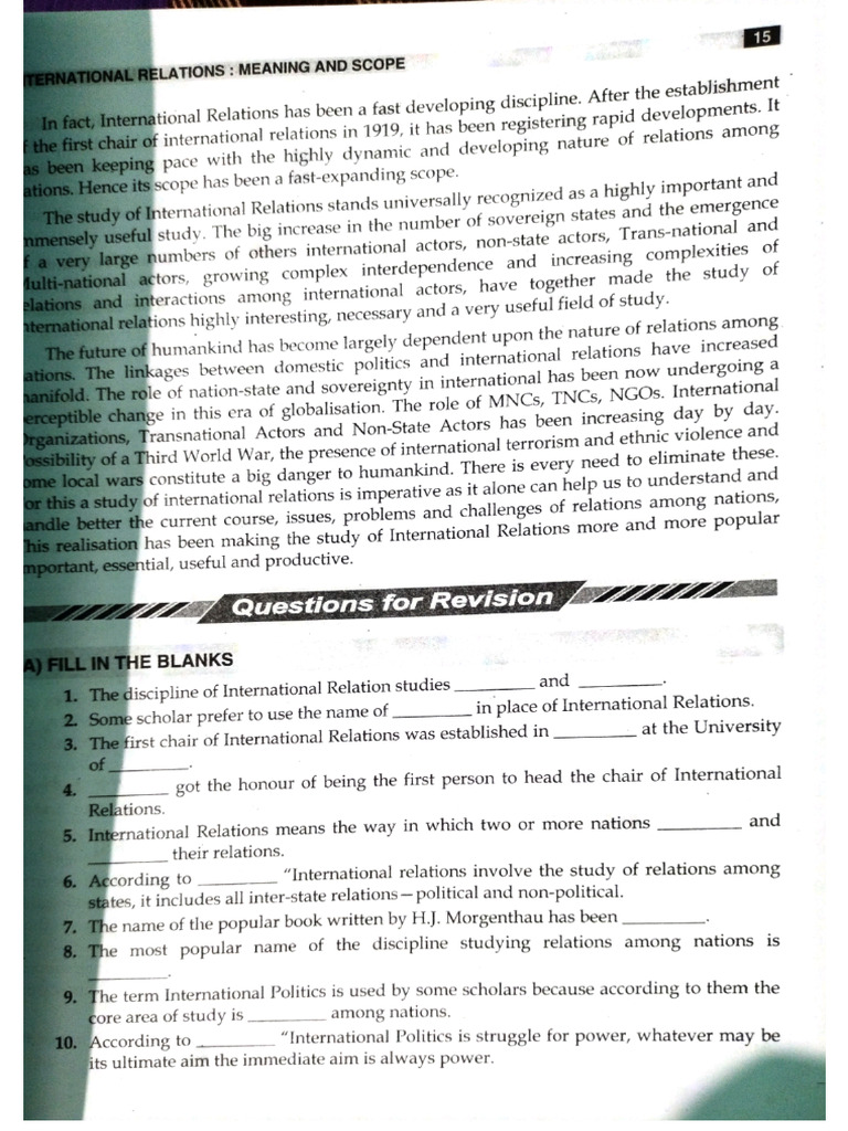International Relations Question Answer | PDF