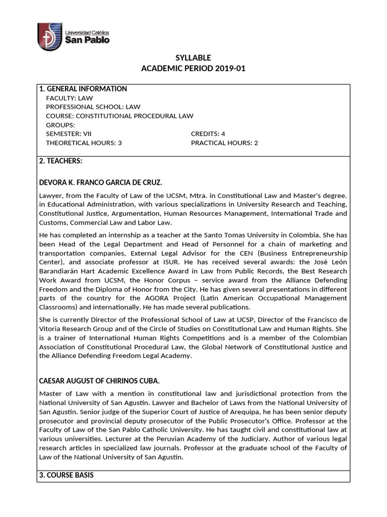 Syllabus of Constitutional Procedural Law.doc | PDF | Precedent | Knowledge